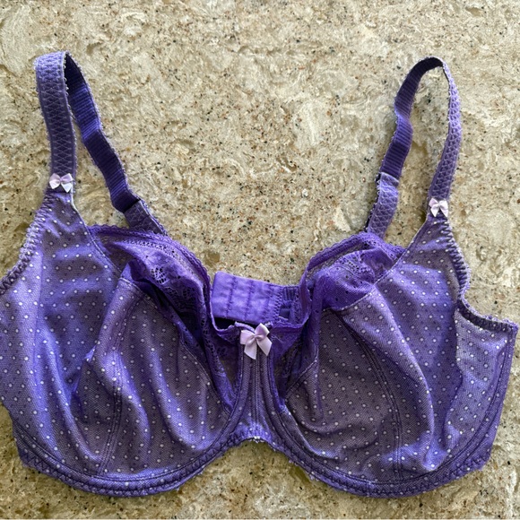 Freya | Intimates & Sleepwear | Freya Purple Satin Polka Dot Bra ...